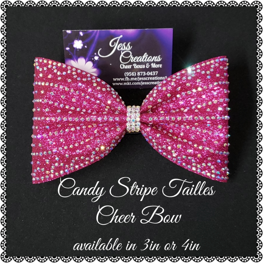 Candy Stripe Tailless Cheer Bow – Jess Creations LLC