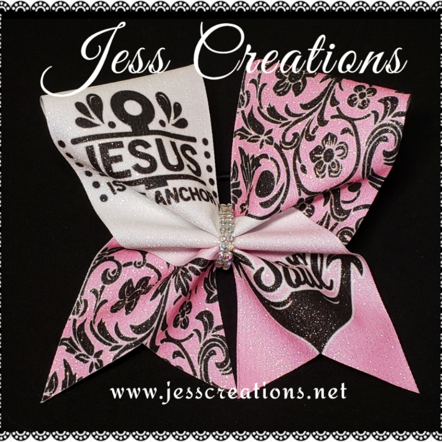 Jesus Is The Anchor To My Soul Cheer Bow – Jess Creations LLC