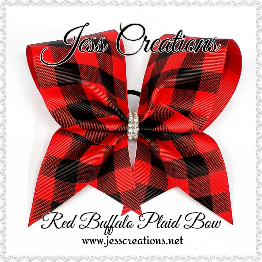 Red Buffalo Plaid Cheer Bow – Jess Creations LLC